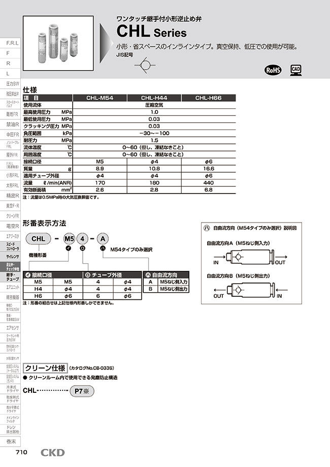 Small Non-Return Valve, CHL-H Series With Quick-Connect Fitting | CKD ...