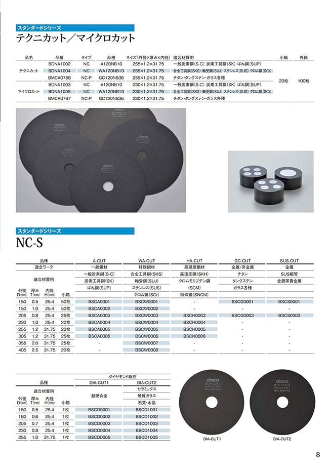 TechniCut Series - Special Steel | DISCO ABRASIVE | MISUMI South East Asia