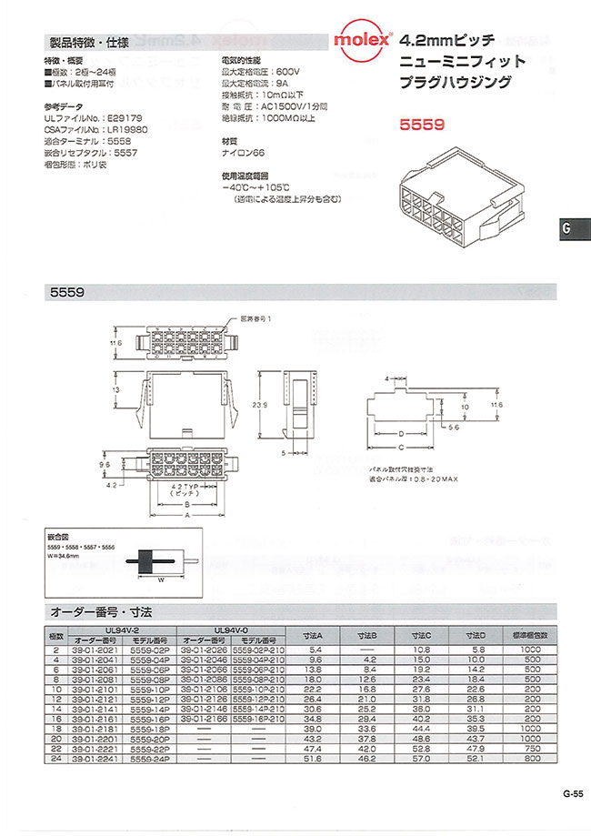 5559-14P | 4.2-mm-Pitch New Mini-Fit Plug Housing 5559 | MOLEX | MISUMI ...