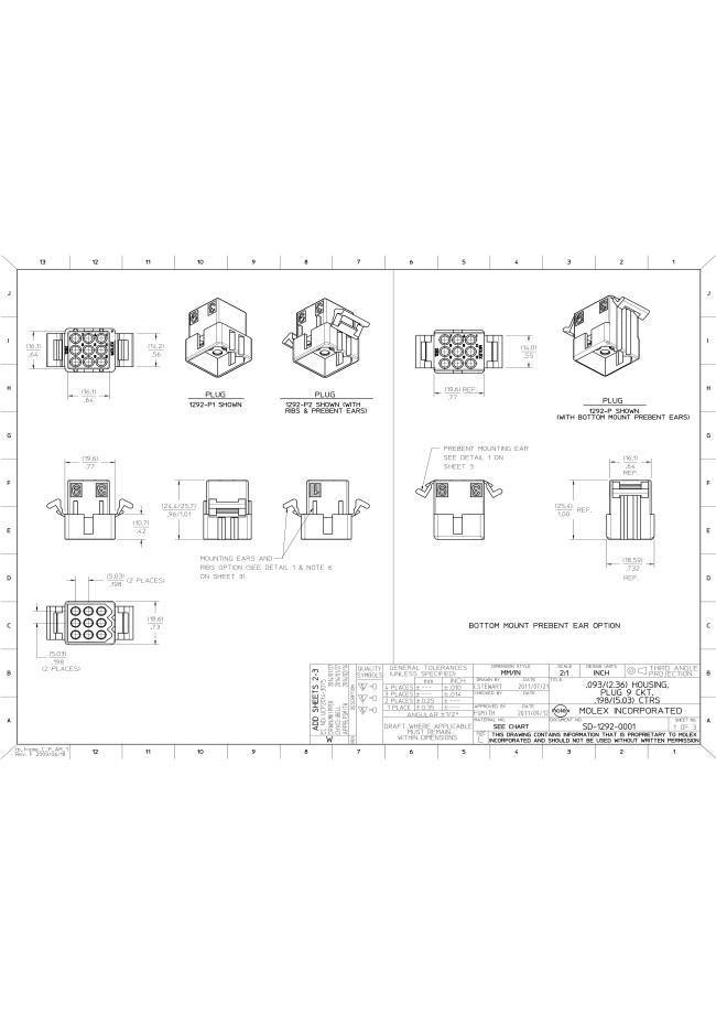 Standard .093" Plug Housing (1292) | MOLEX | MISUMI South East Asia