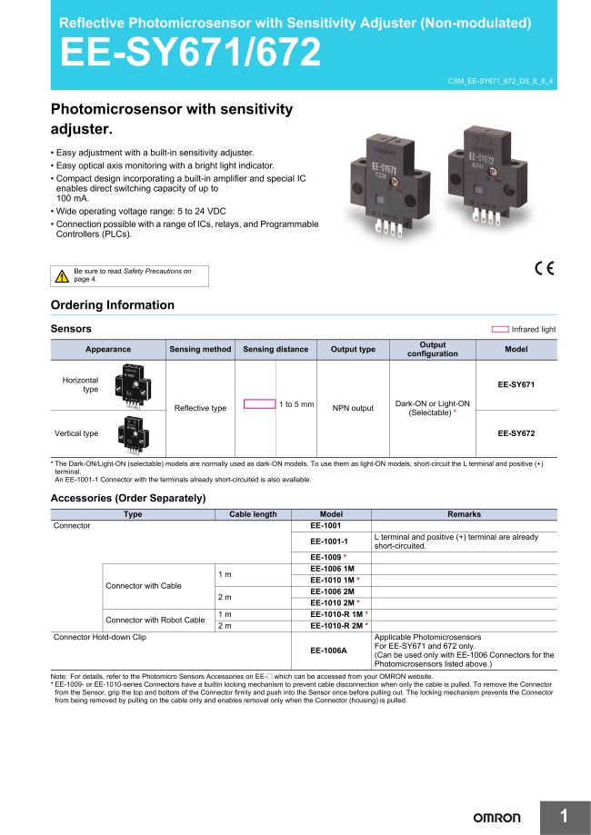 Reflective Photomicrosensor With Sensitivity Adjuster (Non-Modulated ...
