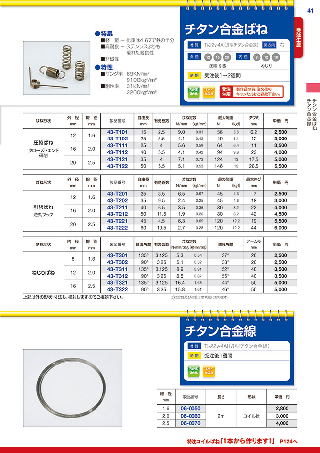 Titanium Tension Spring | SAMINI | MISUMI South East Asia