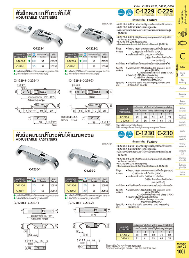 Adjust Fastener C-229 | TAKIGEN | MISUMI South East Asia