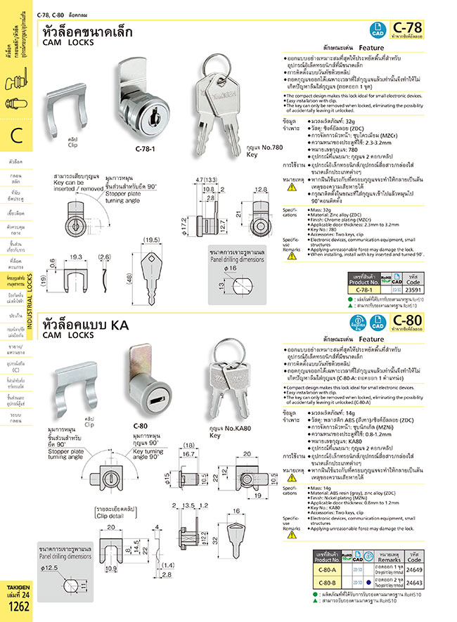 Small Cam Lock C-78 | TAKIGEN | MISUMI South East Asia