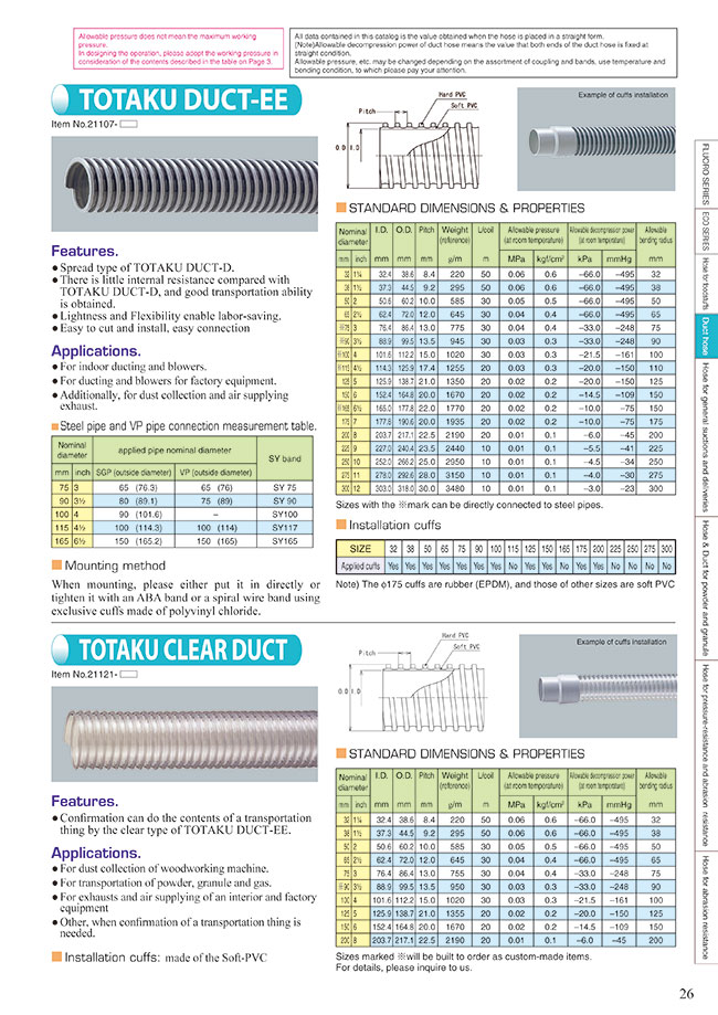 Duct Hose TAC Duct EE | TOTAKU INDUSTRIES | MISUMI South East Asia