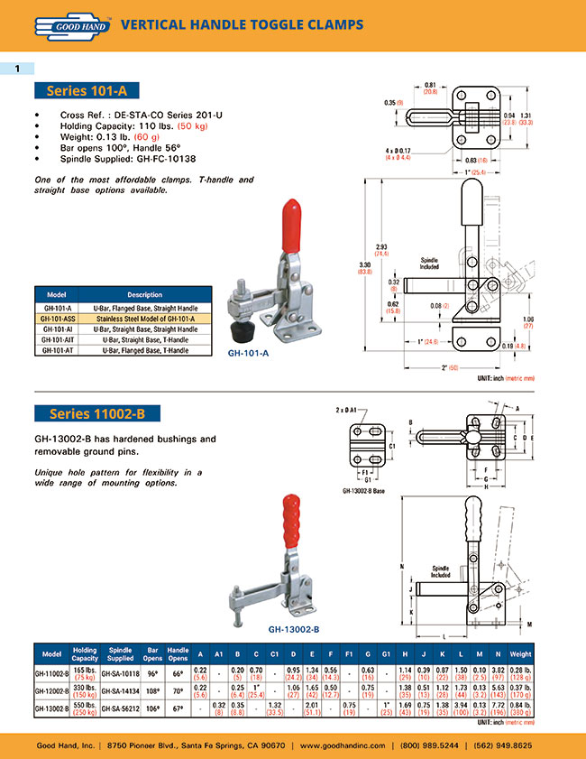 Toggle Clamp, Vertical Type, U-Shaped Arm, Flange Base, Tip Bolt Slide ...